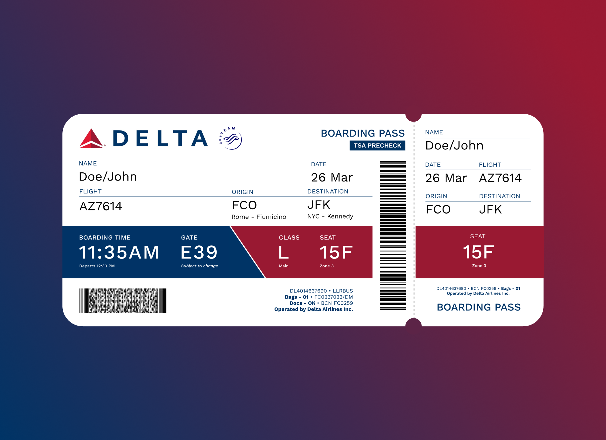 Boarding Pass Redesign - Kelly Mao
